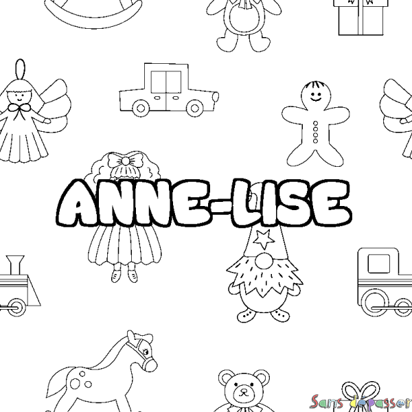 Coloriage prénom ANNE-LISE - décor Jouets - Sans Dépasser