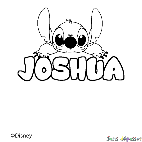 Coloriage prénom JOSHUA - décor Stitch - Sans Dépasser