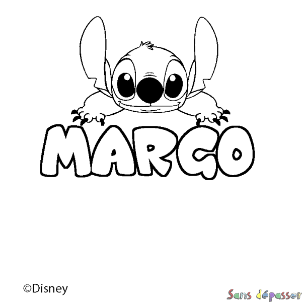 Coloriage prénom MARGO - décor Stitch - Sans Dépasser