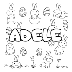 Coloriage prénom ADELE - décor Chouettes - Sans Dépasser