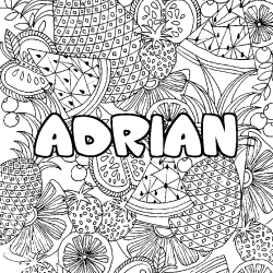 Coloriage prénom ADRIAN - décor Mandala coeur - Sans Dépasser