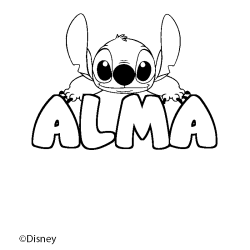 Coloriage prénom ALMA - décor Paques - Sans Dépasser
