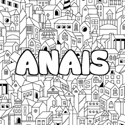 Coloriage prénom ANAIS - décor Mandala coeur - Sans Dépasser