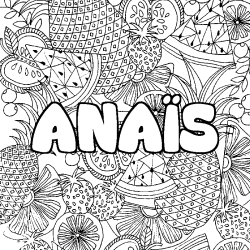 Coloriage prénom ANAÏS - décor Mandala coeur - Sans Dépasser