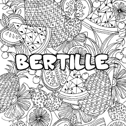 Coloriage prénom BERTILLE - décor Mandala coeur - Sans Dépasser