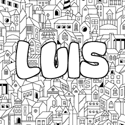 Coloriage prénom LUIS - décor Paques - Sans Dépasser