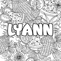 Coloriage prénom LYANN - décor Mandala coeur - Sans Dépasser