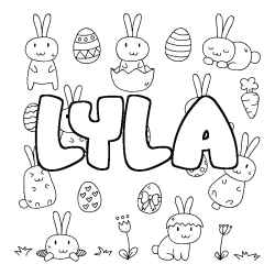Coloriage prénom LYLA - décor Boule de Noël - Sans Dépasser