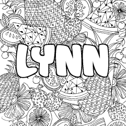 Coloriage prénom LYNN - décor Mandala coeur - Sans Dépasser