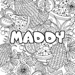 Coloriage prénom MADDY - décor Mandala coeur - Sans Dépasser