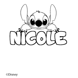 Coloriage prénom NICOLE - décor Mandala fruits - Sans Dépasser