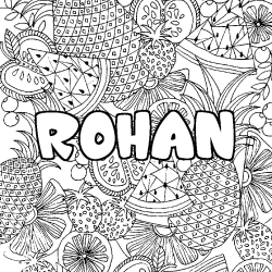 Coloriage prénom ROHAN - décor Mandala coeur - Sans Dépasser