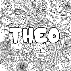 Coloriage prénom THEO - décor Ville - Sans Dépasser