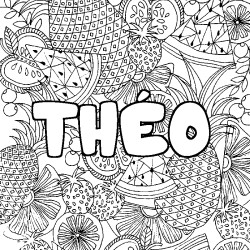 Coloriage prénom THÉO - décor Boule de Noël - Sans Dépasser