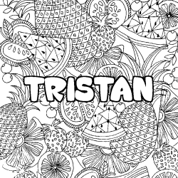 Coloriage prénom TRISTAN - décor Mandala coeur - Sans Dépasser