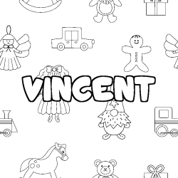 Coloriage prénom VINCENT - Sans Dépasser