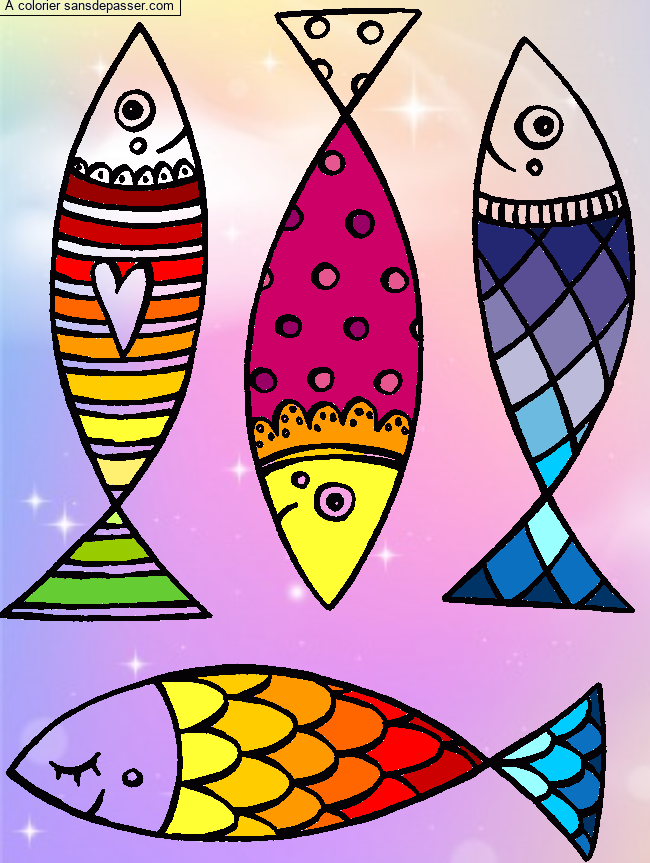Dessin colorié : Coloriage Poissons d'avril ! par un invité - Sans Dépasser
