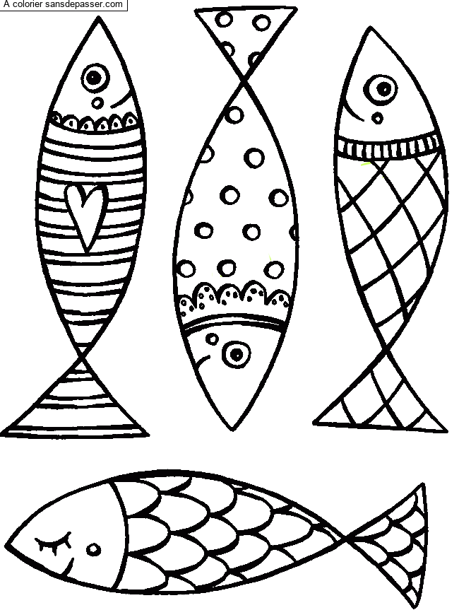 Coloriage Poissons d'avril ! - Sans Dépasser