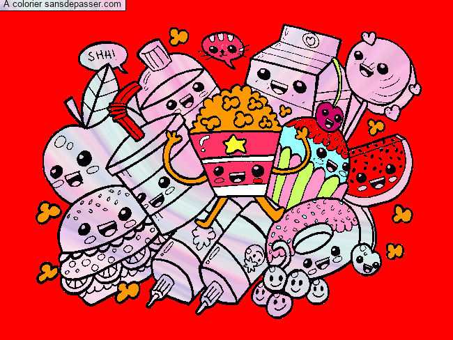 Coloriage Aliments Kawaii - Sans Dépasser