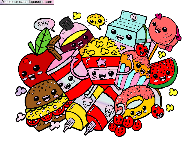 Coloriage Aliments Kawaii - Sans Dépasser