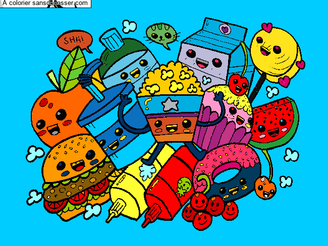 Coloriage Aliments Kawaii - Sans Dépasser