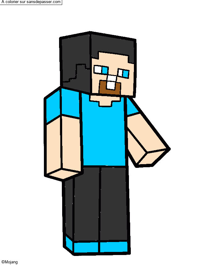 Dessin colorié : Coloriage Steve Minecraft par un invité - Sans Dépasser