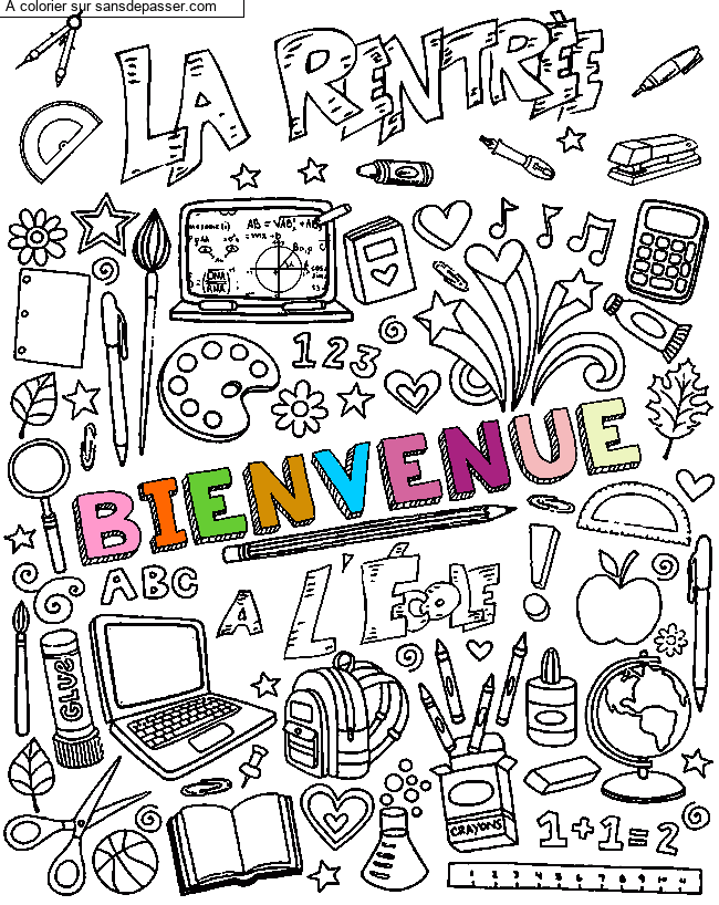 Dessin colorié : Coloriage C'est la rentrée par un invité - Sans Dépasser