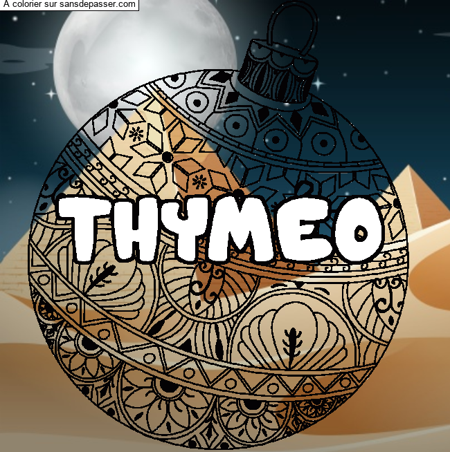 Dessin colorié : Coloriage prénom THYMÉO - décor Boule de Noël par un ...