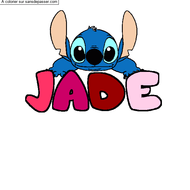 Dessin colorié : Coloriage prénom JADE - décor Stitch par un invité ...