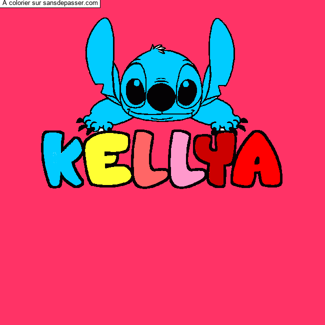 Dessin colorié : Coloriage prénom KELLYA - décor Stitch par un invité ...