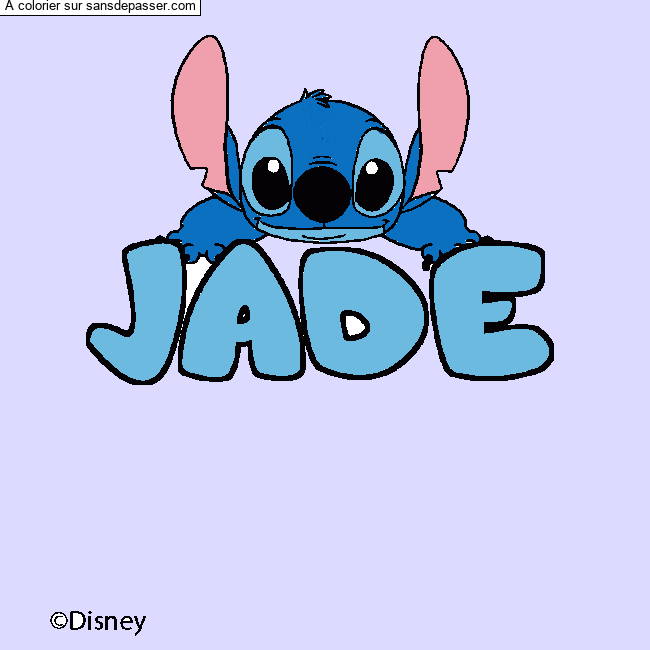 Dessin colorié : Coloriage prénom JADE - décor Stitch par un invité ...