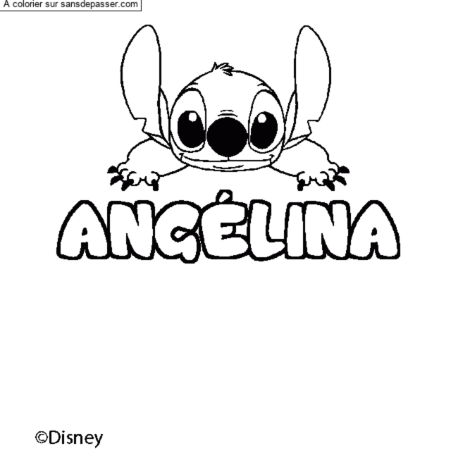 Dessin colorié : Coloriage prénom ANGÉLINA - décor Stitch par angelma ...